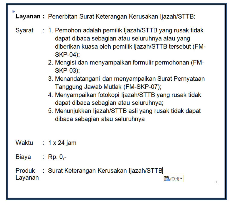 Persyaratan Penerbitan Surat Keterangan Kerusakan Ijazah/STTB ...